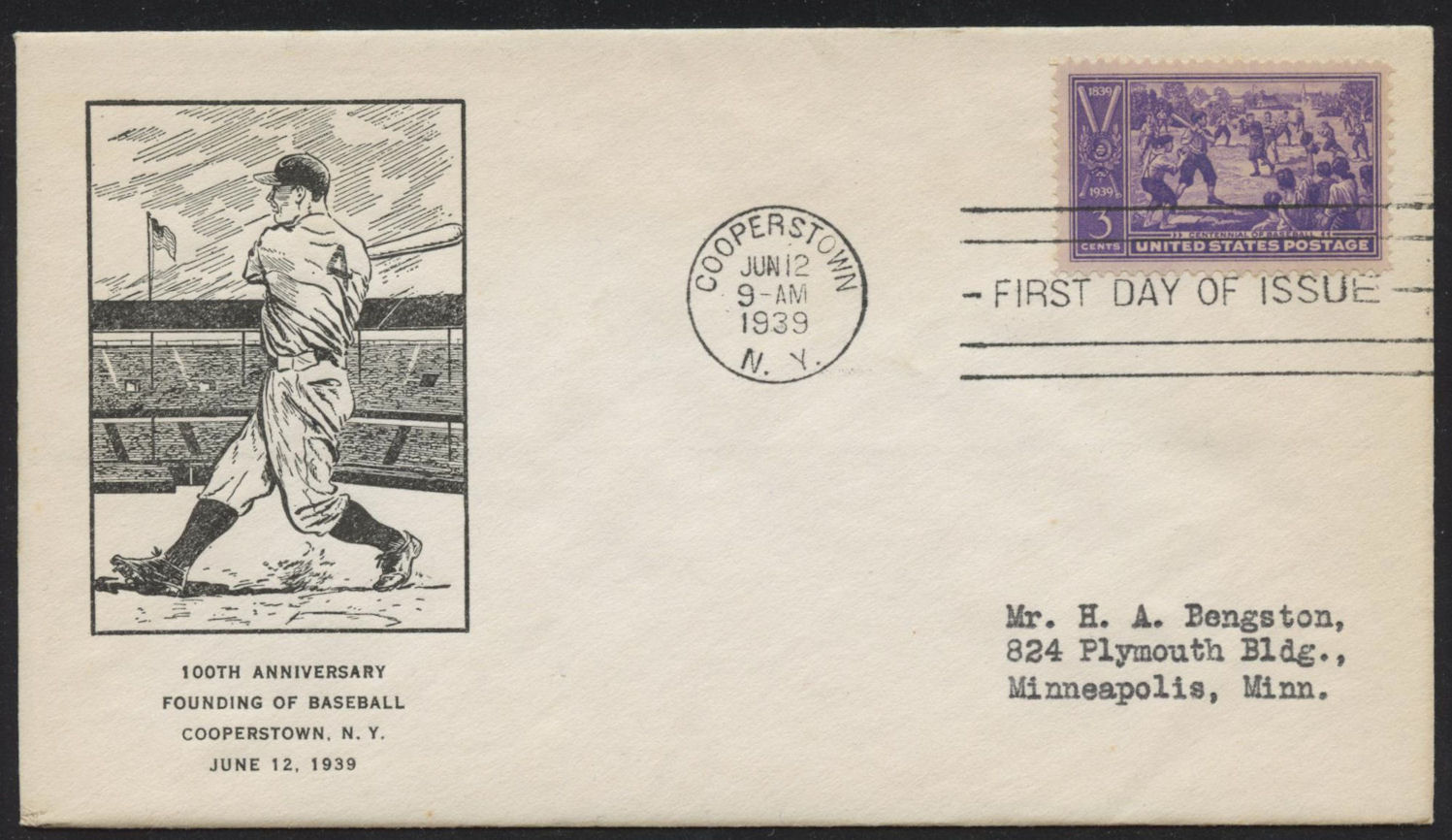 # 855 Baseball First Day Cover, Davenport Cachet | Dennis R. Abel ...