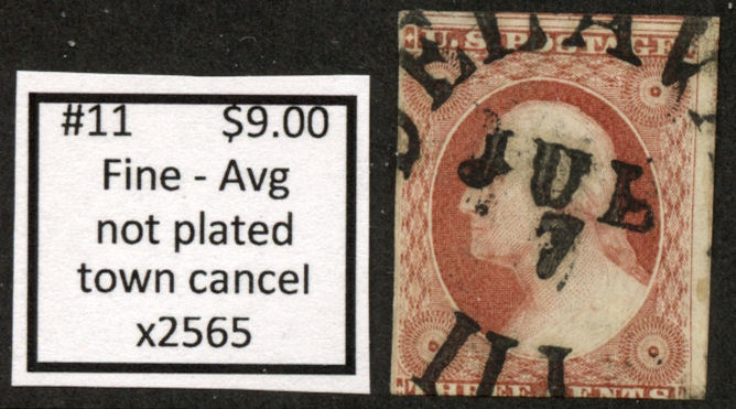 #11 3¢ Washington, Fine - Avg, Town Cancel | Dennis R. Abel - Stamps ...